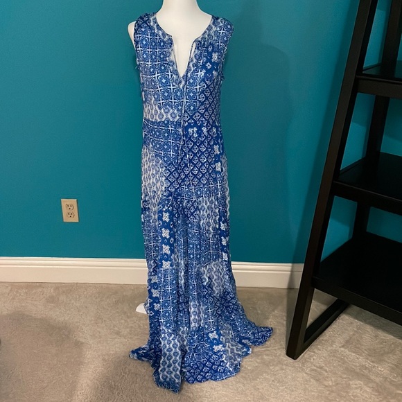 RAGA | Dresses | Gorgeous Blue And White Printed Maxi Dress From Anthropologie | Poshmark